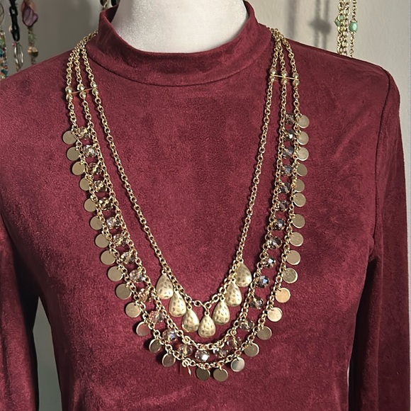 Jewelry | Bohemian Gypsy Statement Goldtone Bead And Disc Layered ...
